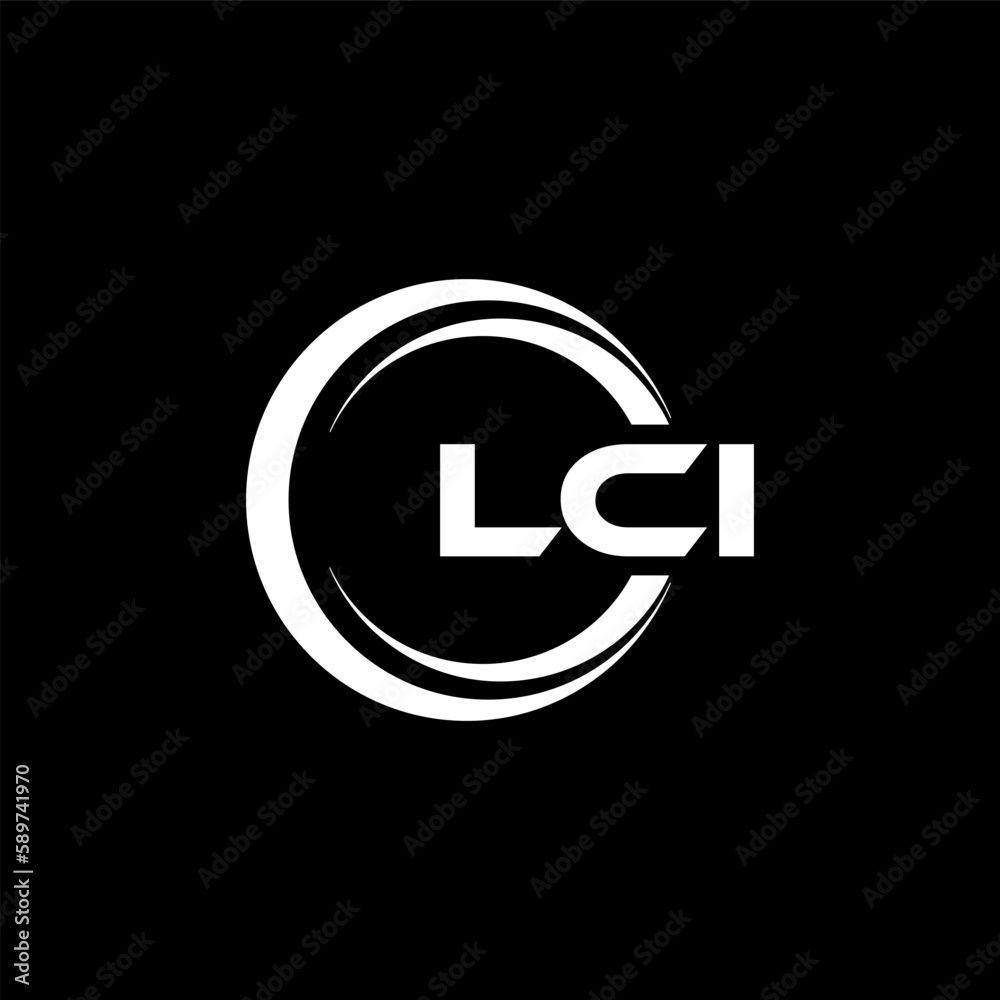 LCI letter logo design with black background in illustrator, cube logo ...