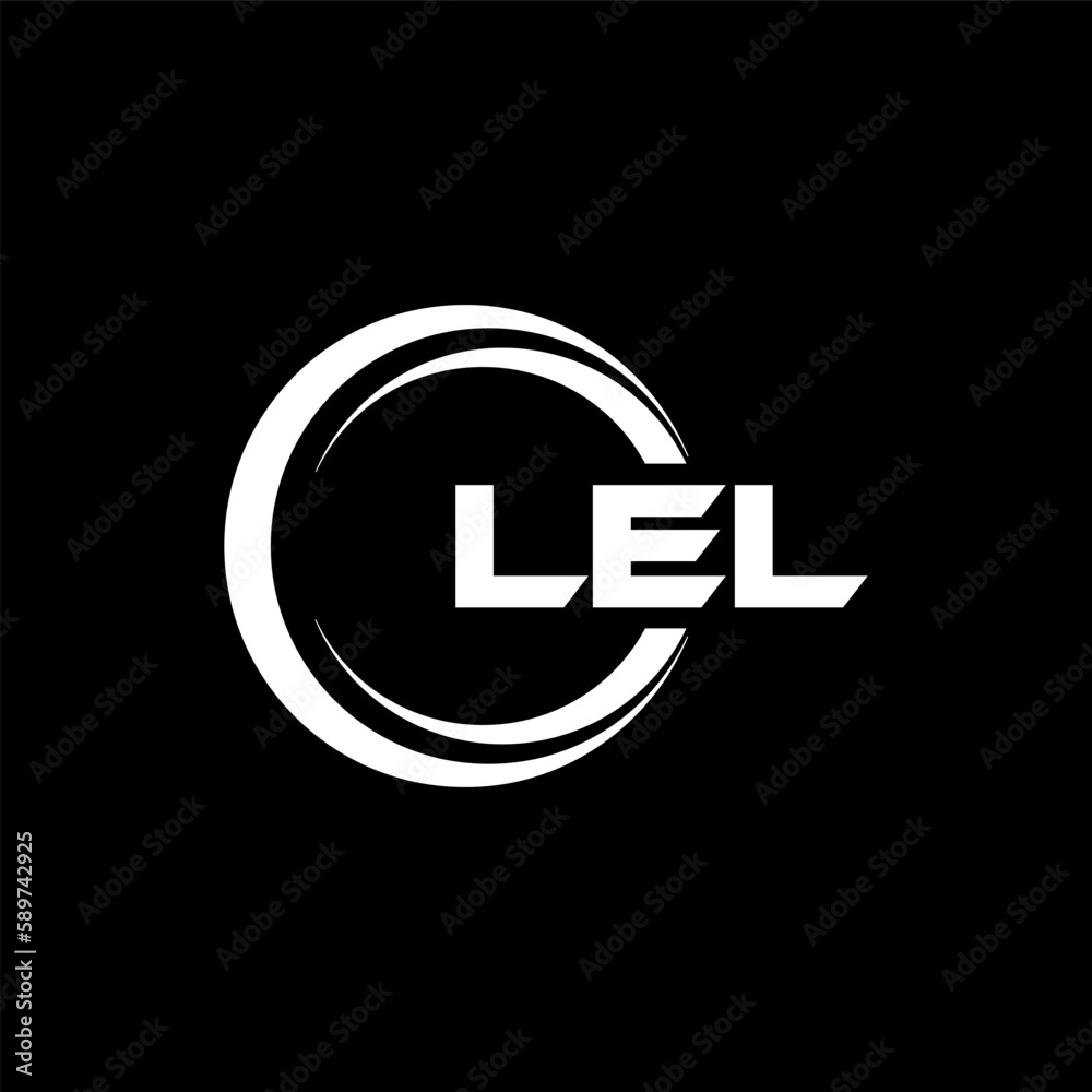 LEL letter logo design with black background in illustrator, cube logo ...
