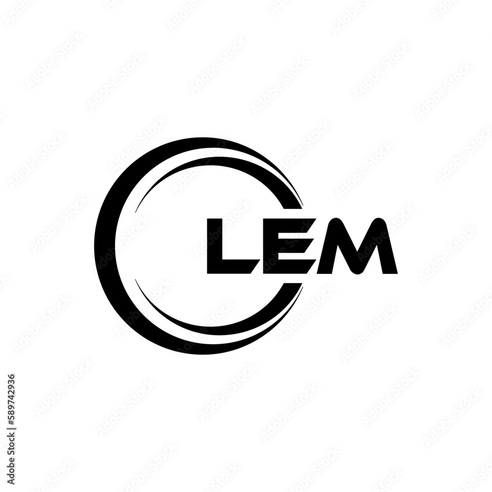 LEM letter logo design with white background in illustrator, cube logo ...