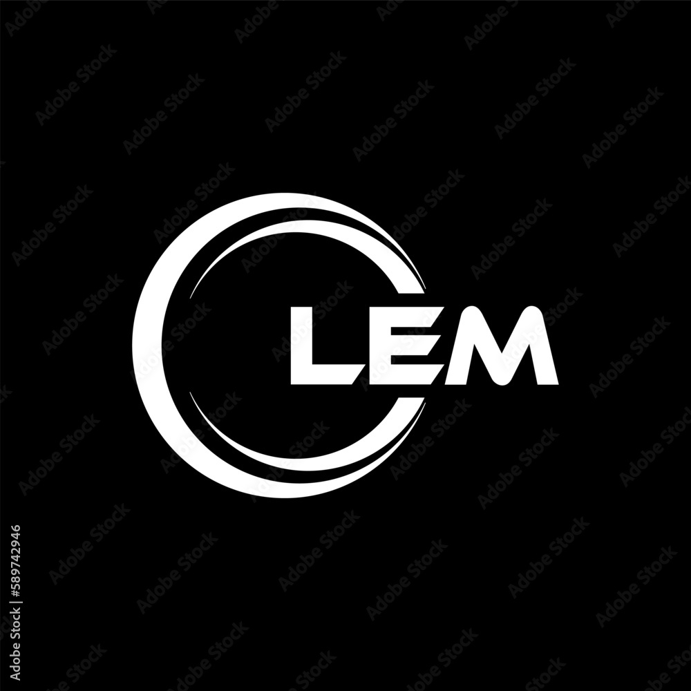 LEM letter logo design with black background in illustrator, cube logo ...