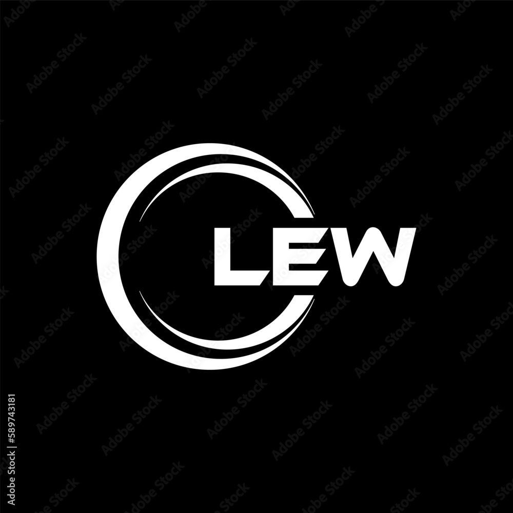 Vecteur Stock LEW letter logo design with black background in ...