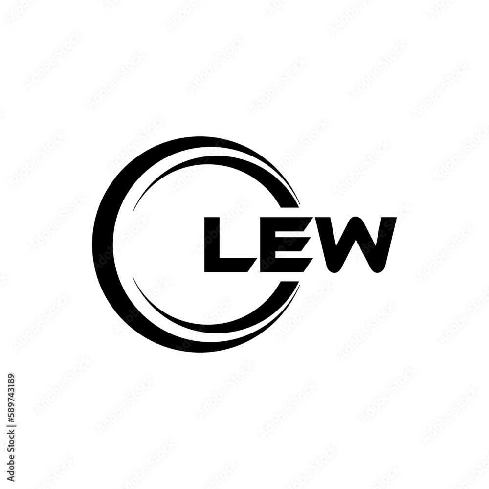 LEW letter logo design with white background in illustrator, cube logo ...