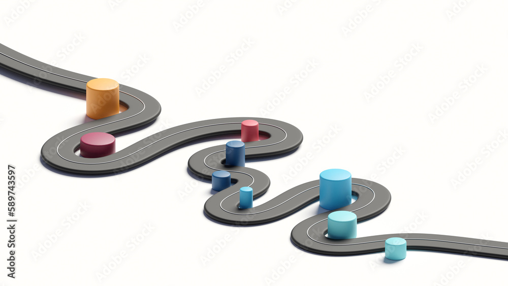 Winding road timeline concept. Strategy solution concept. Business ...