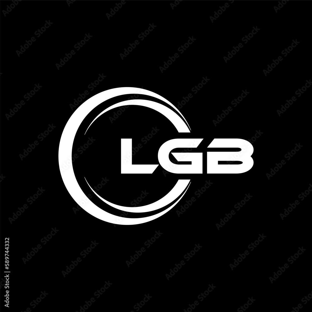 LGB letter logo design with black background in illustrator, cube logo ...