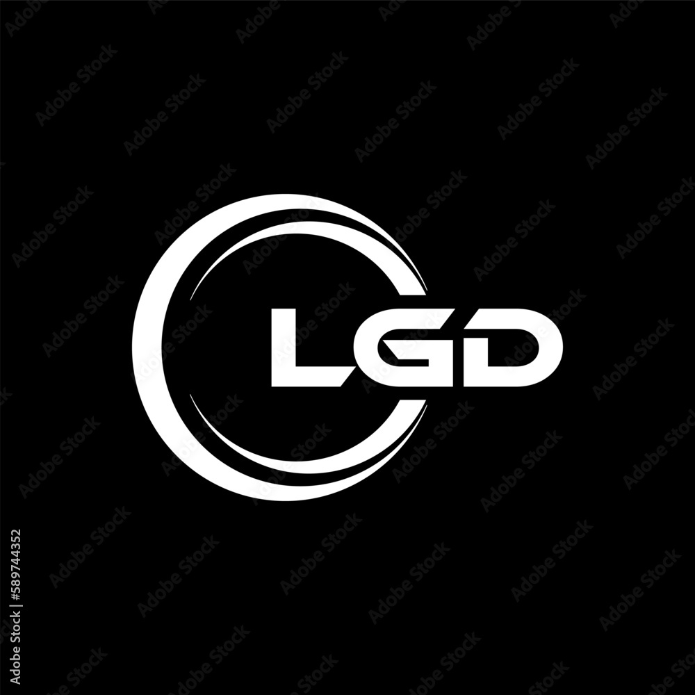 LGD letter logo design with black background in illustrator, cube logo ...