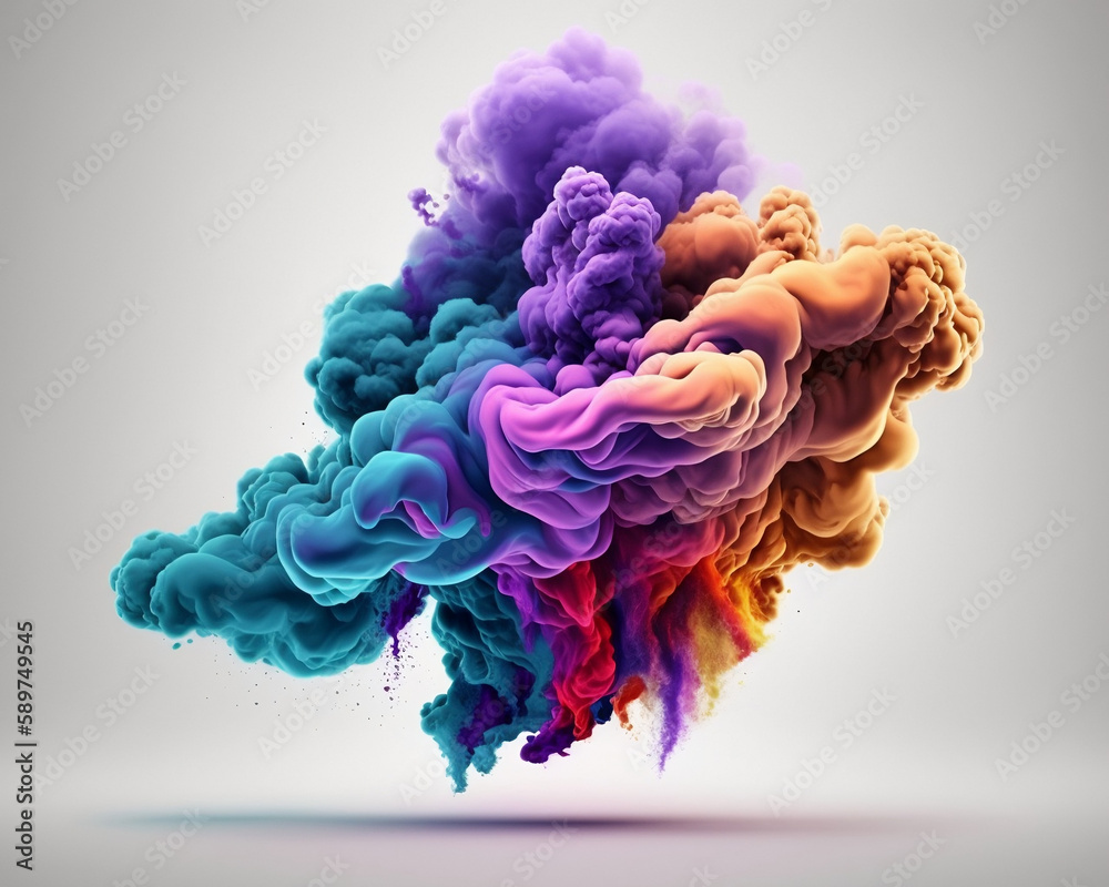 smoke explosion white background generative AI Stock Illustration ...