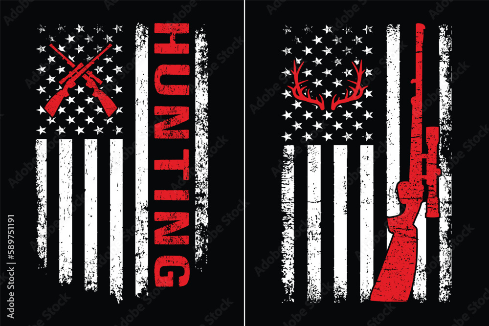 Patriotic Deer Hunting Flag Design Stock Vector | Adobe Stock