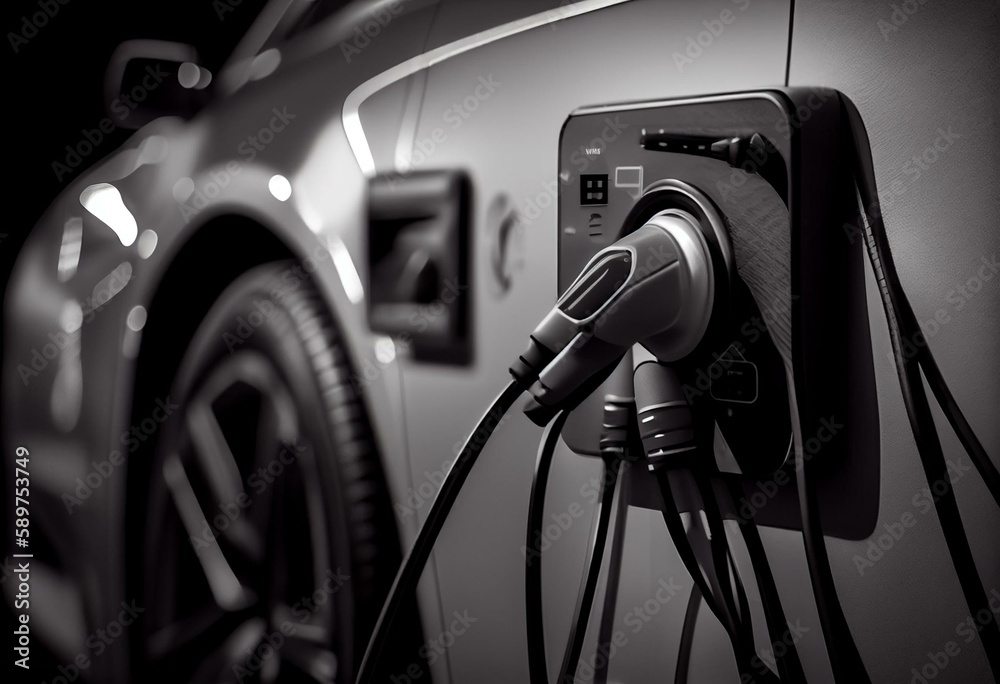 Electric vehicle EV car Power cable wirh pump plug in charging power to ...