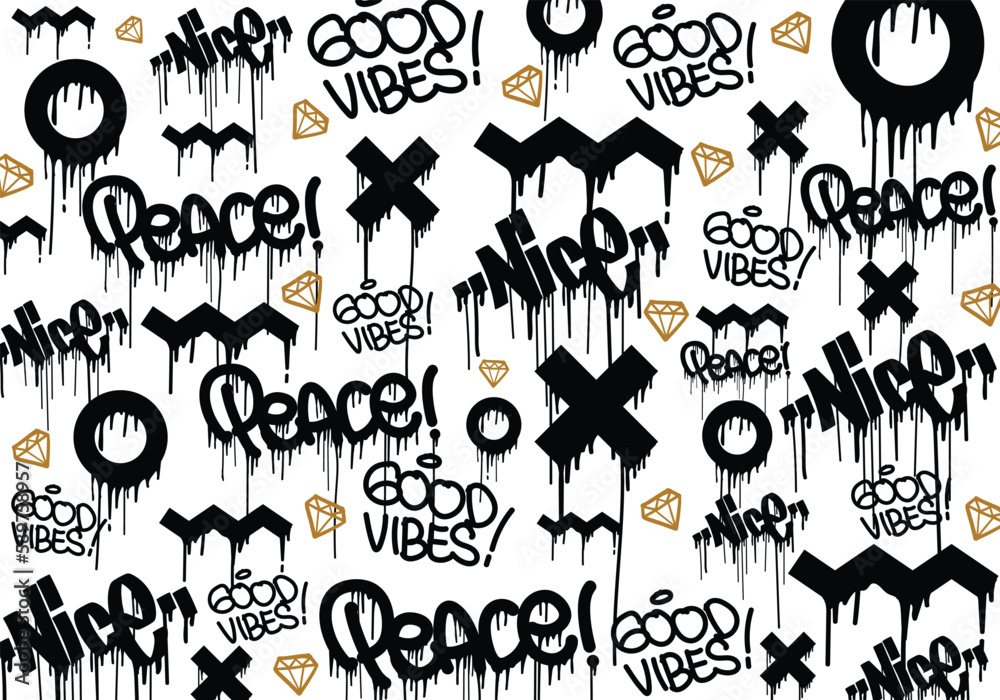 Seamless graffiti art illustration pattern. Graffiti background with ...