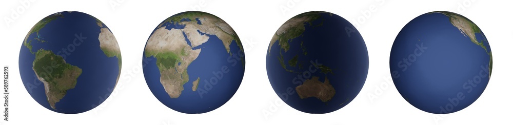 Earth four-sided png transparent view, world map Stock Illustration ...