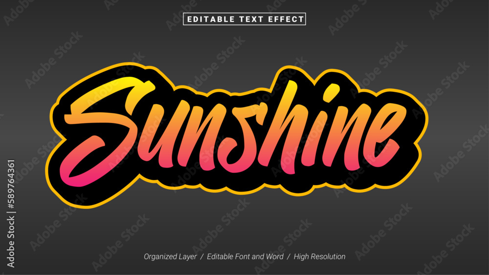 Editable Sunshine Font Design. Alphabet Typography Template Text Effect ...