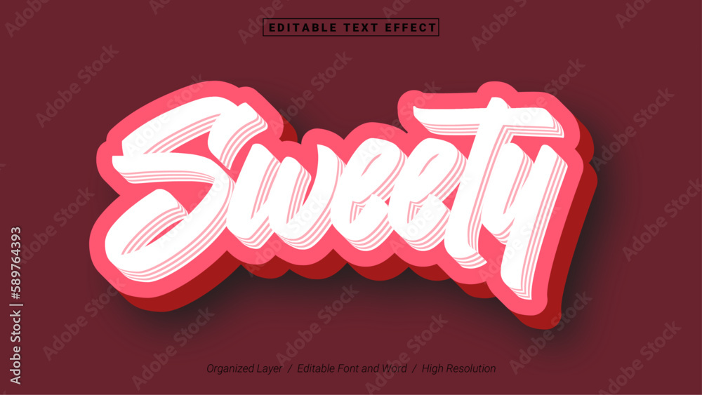 Editable Sweety Font Design. Alphabet Typography Template Text Effect ...