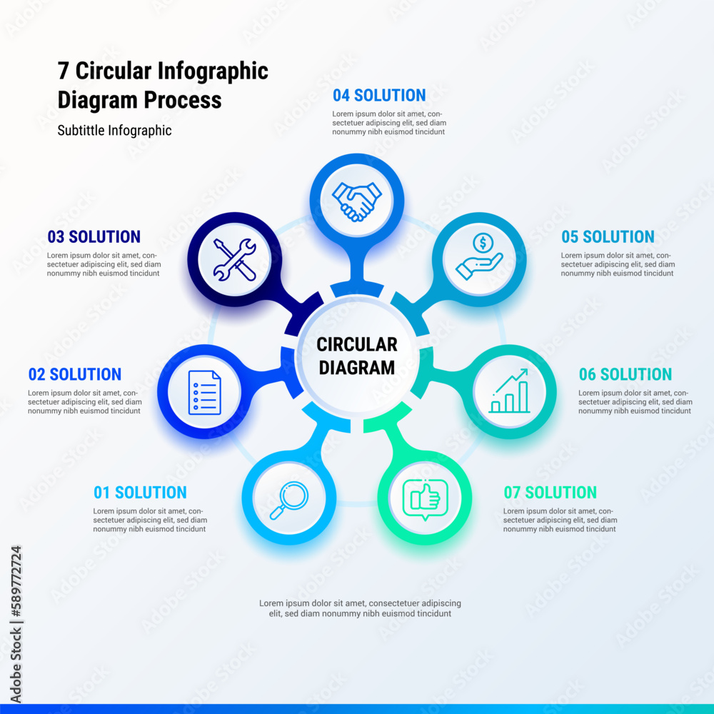 7 Circular Infographic Diagram Process Stock Vector | Adobe Stock