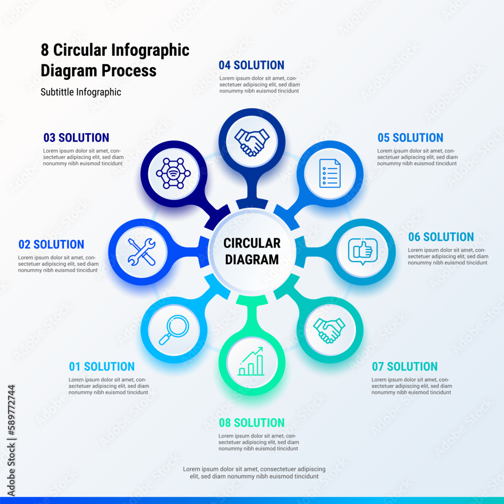8 Circular Infographic Diagram Process Stock Vector | Adobe Stock