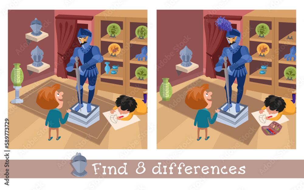 Find 8 hidden differences. Educational puzzle game for children. Cute ...