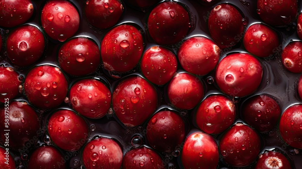 Pile of red cranberries background wallpaper created using generative ...