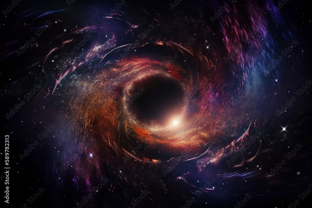 Cosmic phenomenon of a black hole, with its immense gravitational pull ...