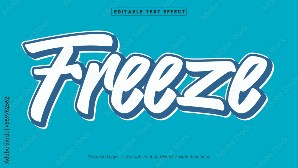 Editable Freeze Font Design. Alphabet Typography Template Text Effect ...