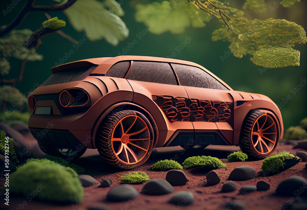 Clay model rendering of Electric SUV concept car. 3D rendering image ...