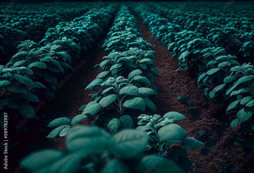 Green field of potato crops. Background of potato plant field. Growing ...