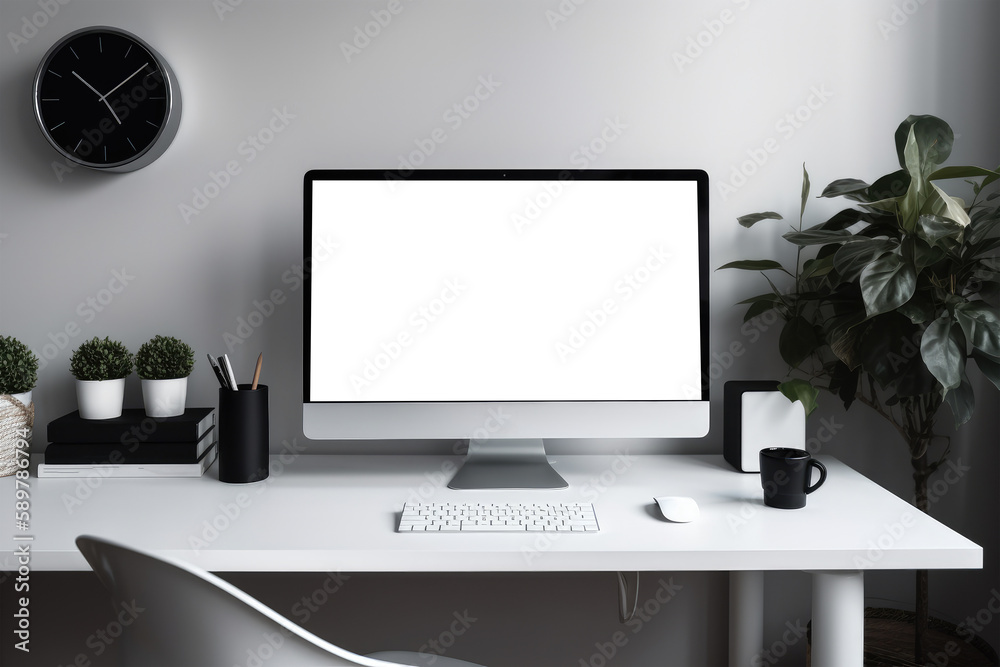 Computer Monitor With Blank Space For A Photo Or Picture. Monitor With ...