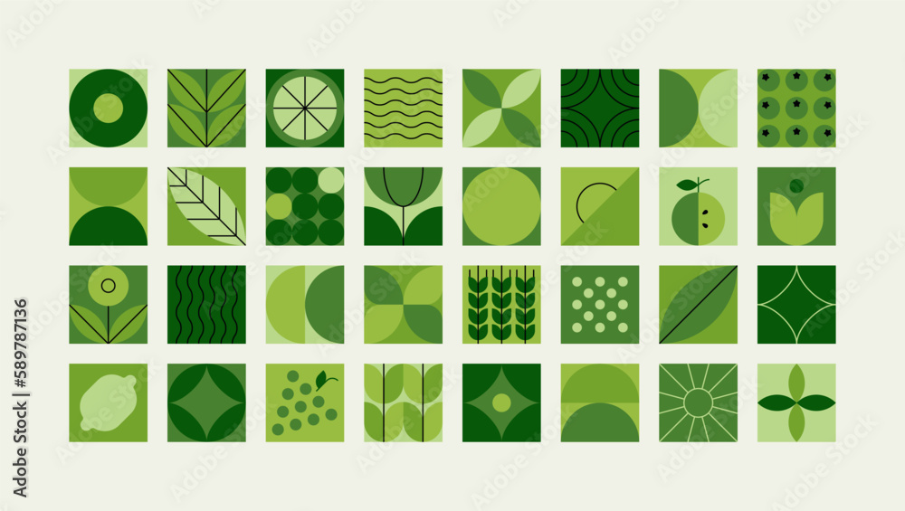 Geometric mosaic food pattern. Abstract minimal natural floral banner ...