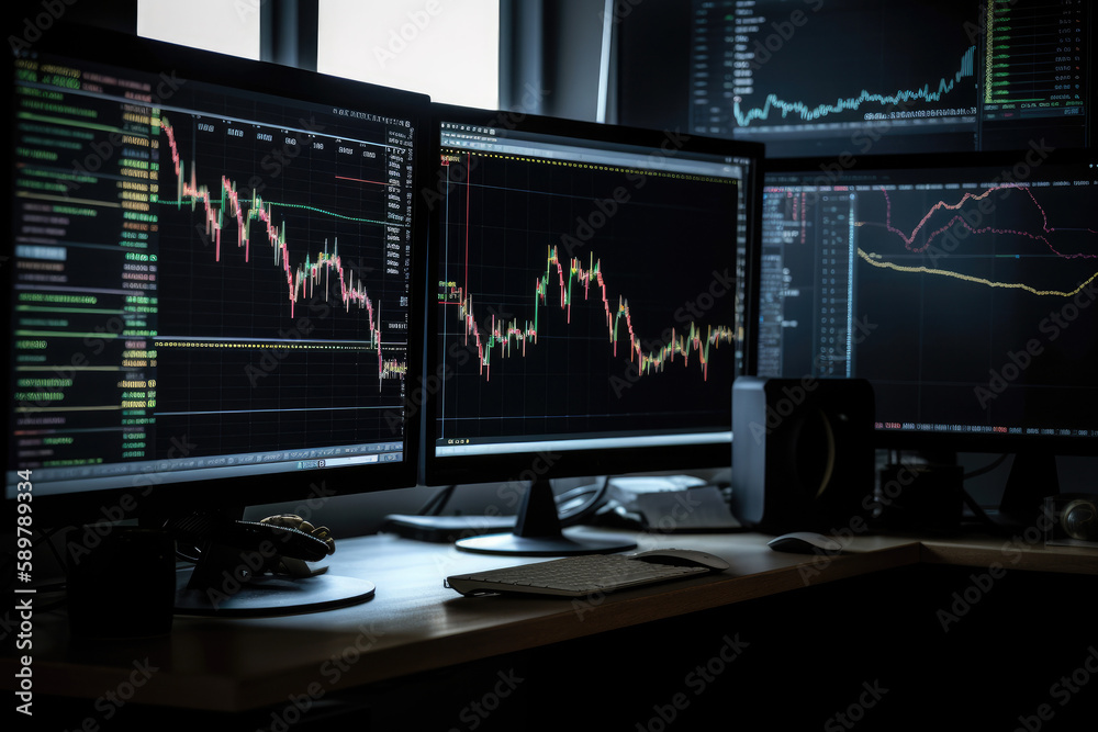 Monitor Displaying Stock Market Graph As The Desktop Background ...
