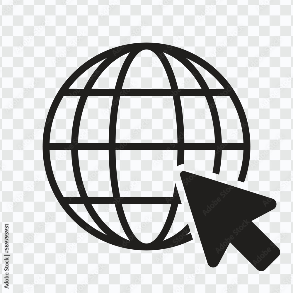Go to web Icon with click icon in trendy flat style isolated on ...