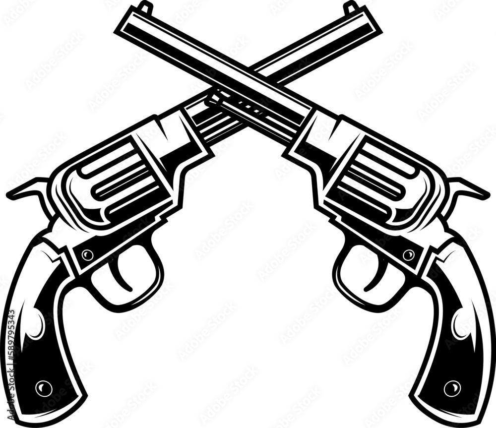 Vetor de Vintage revolver illustration in black and white, perfect for ...