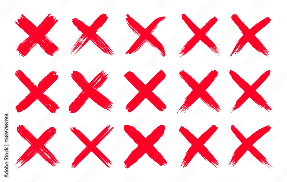 Dirty grunge hand drawn with brush strokes cross x vector illustration ...