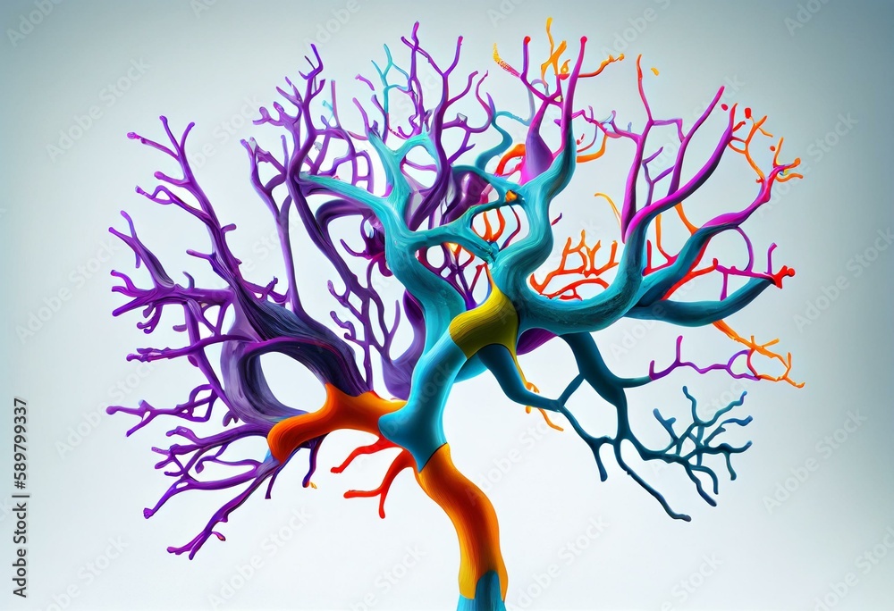 Colorful Neuron anatomy and myelin sheath formation on a white ...