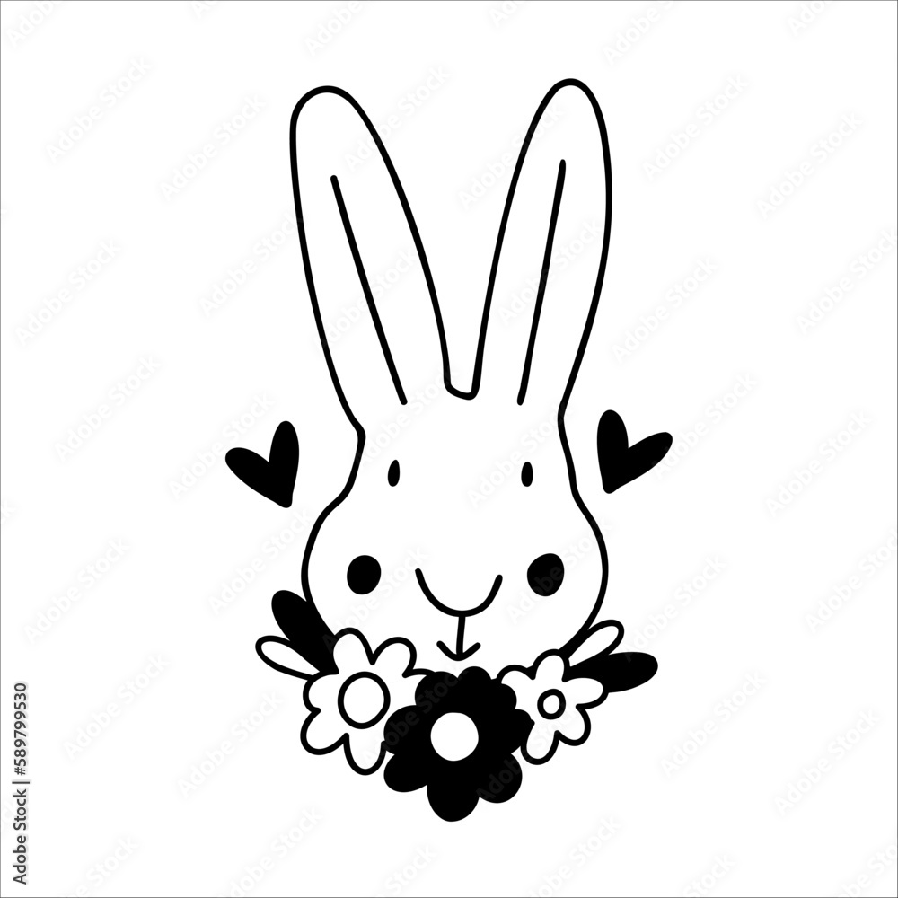 Cute Rabbit bunny SVG Cut File Design for Cricut and Silhouette. Stock ...