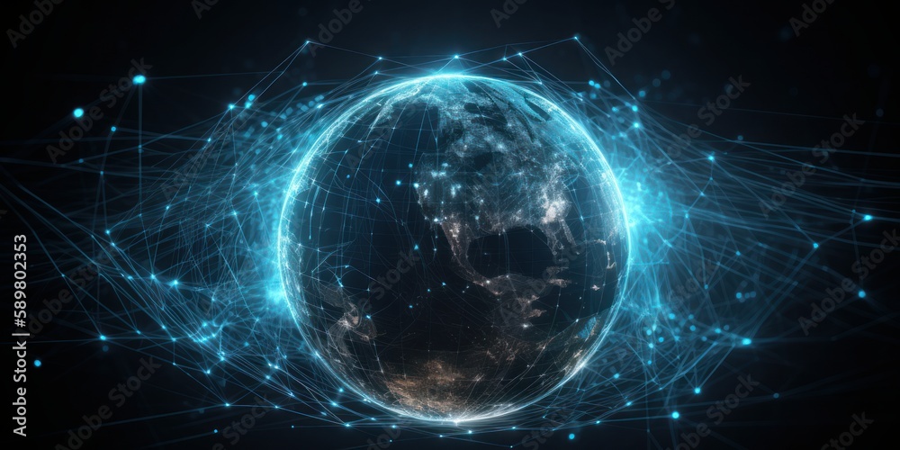 earth globe with concept of digital connections and connectivity ...