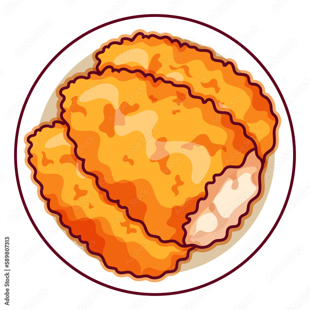 American fast food crispy breaded fish fillet illustration vector ...