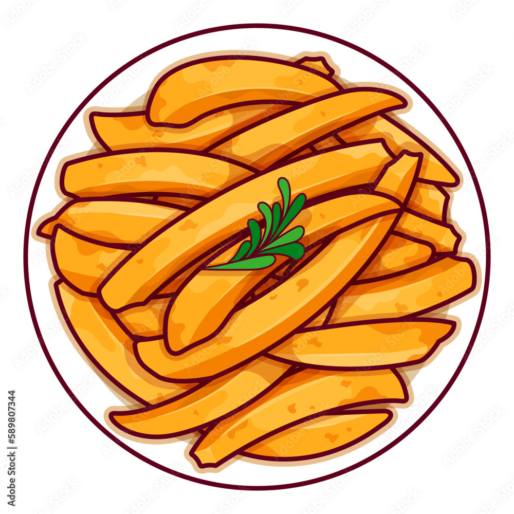 Vetor de American fast food french fries recipe illustration vector ...