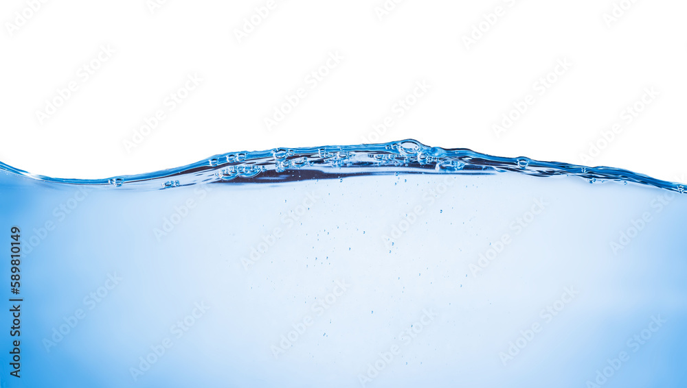 Blue water wave and bubbles on transparent background. blue water ...