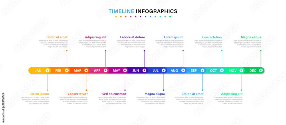 Infographic timeline template for 1 year. Business infographic timeline ...