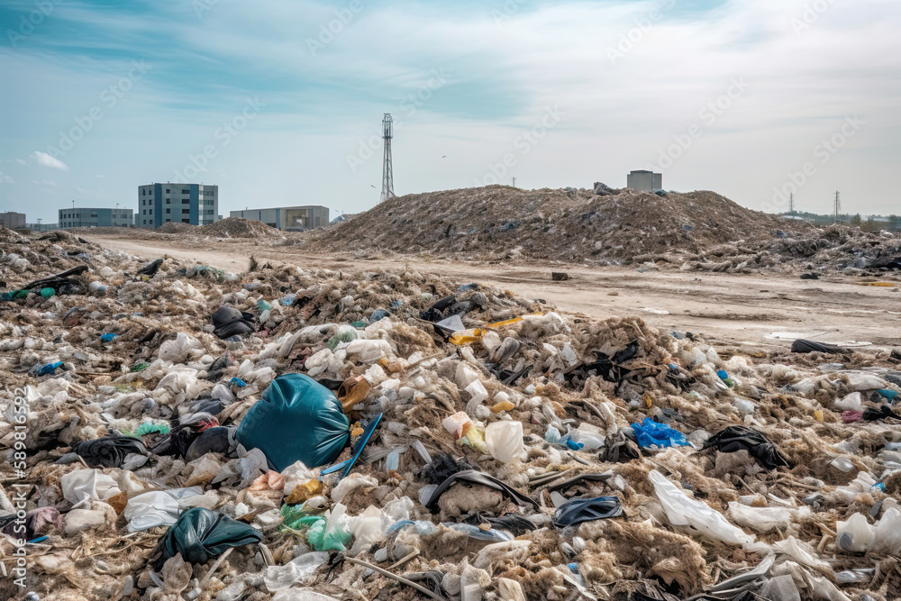 Pollution landfill problem global issues waste disposal, generated Ai ...