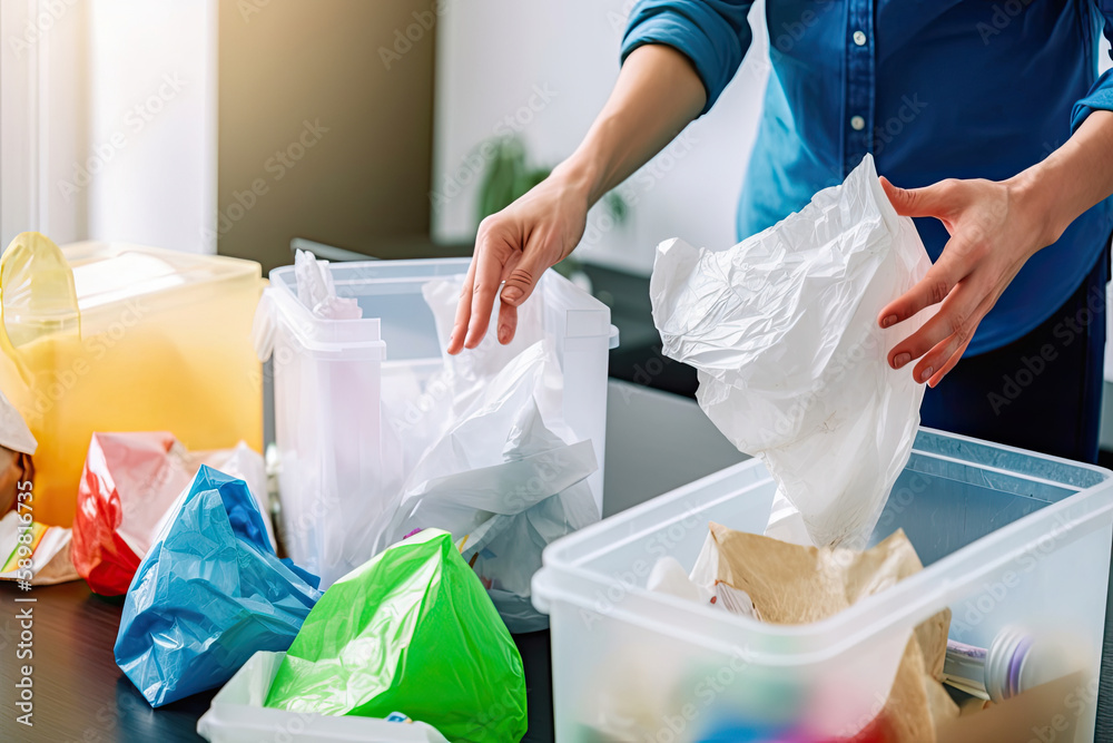 Plastic waste recycling bin eco-friendly, generated Ai, generated, AI ...