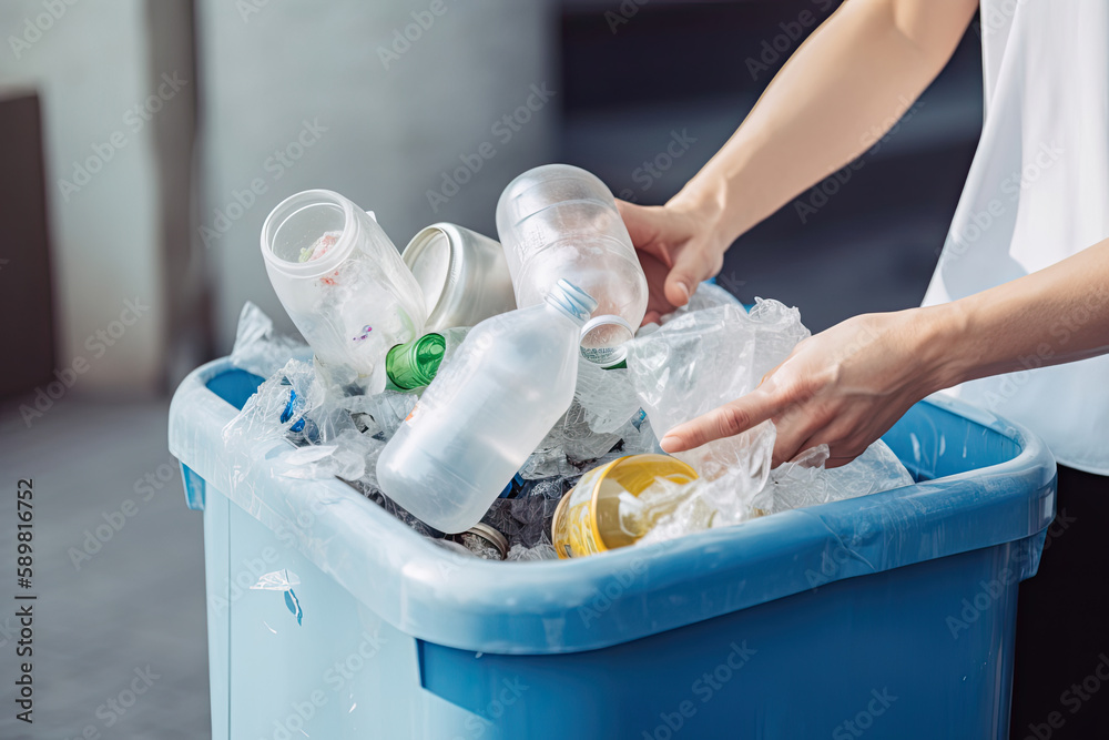Plastic waste recycling bin eco-friendly, generated Ai, generated, AI ...