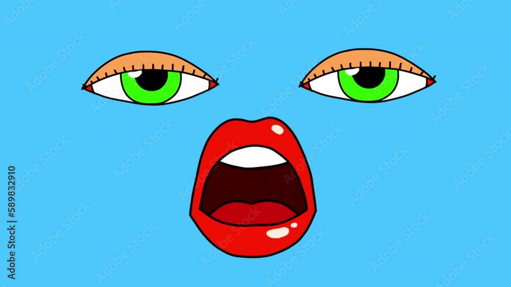 Cartoonish eyes and talking mouth on a transparent background - Looping ...