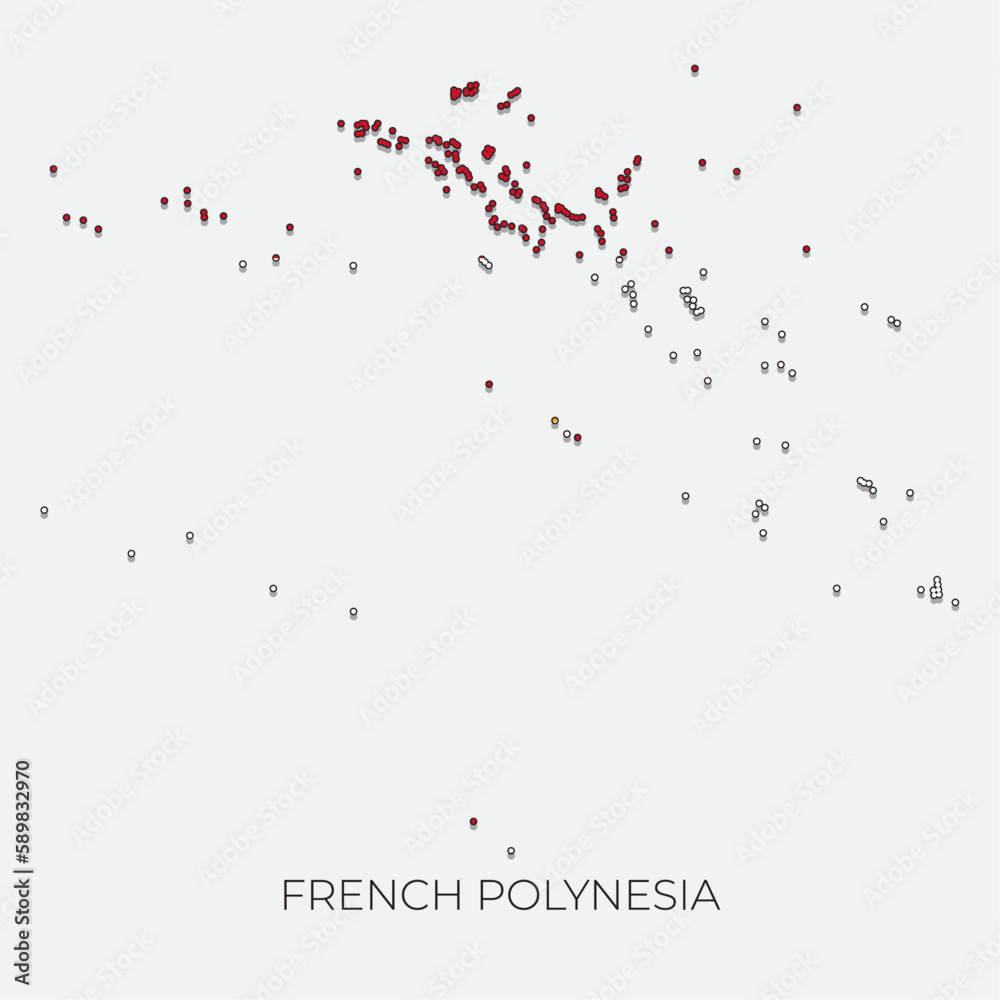 French Polynesia map and flag. Detailed silhouette vector illustration ...