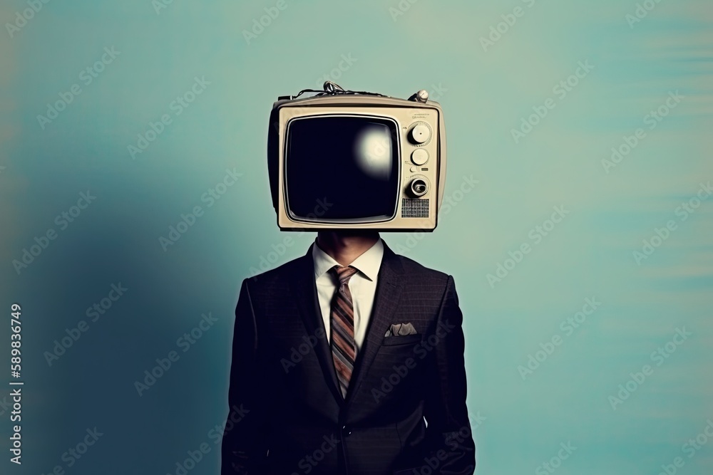 A man in a suit with a TV head is a striking symbol of the media's ...