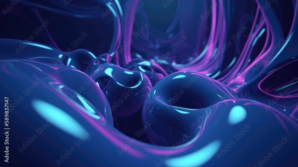 Abstract purple and blue futuristic background with colorful curves and ...
