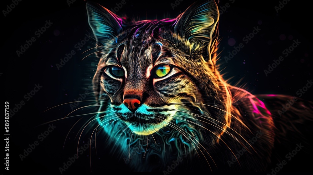 Abstract animal, ultra detailed. Beautiful wildlife of creation, bobcat ...