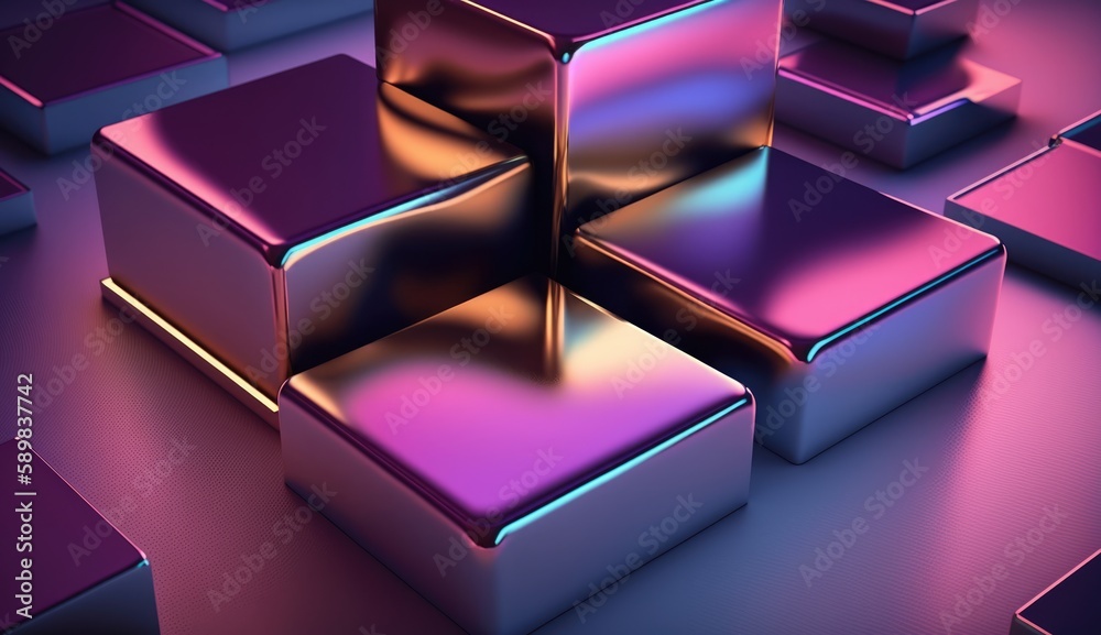 Glowing lights on blue, purple, and pink background, chromatic ...
