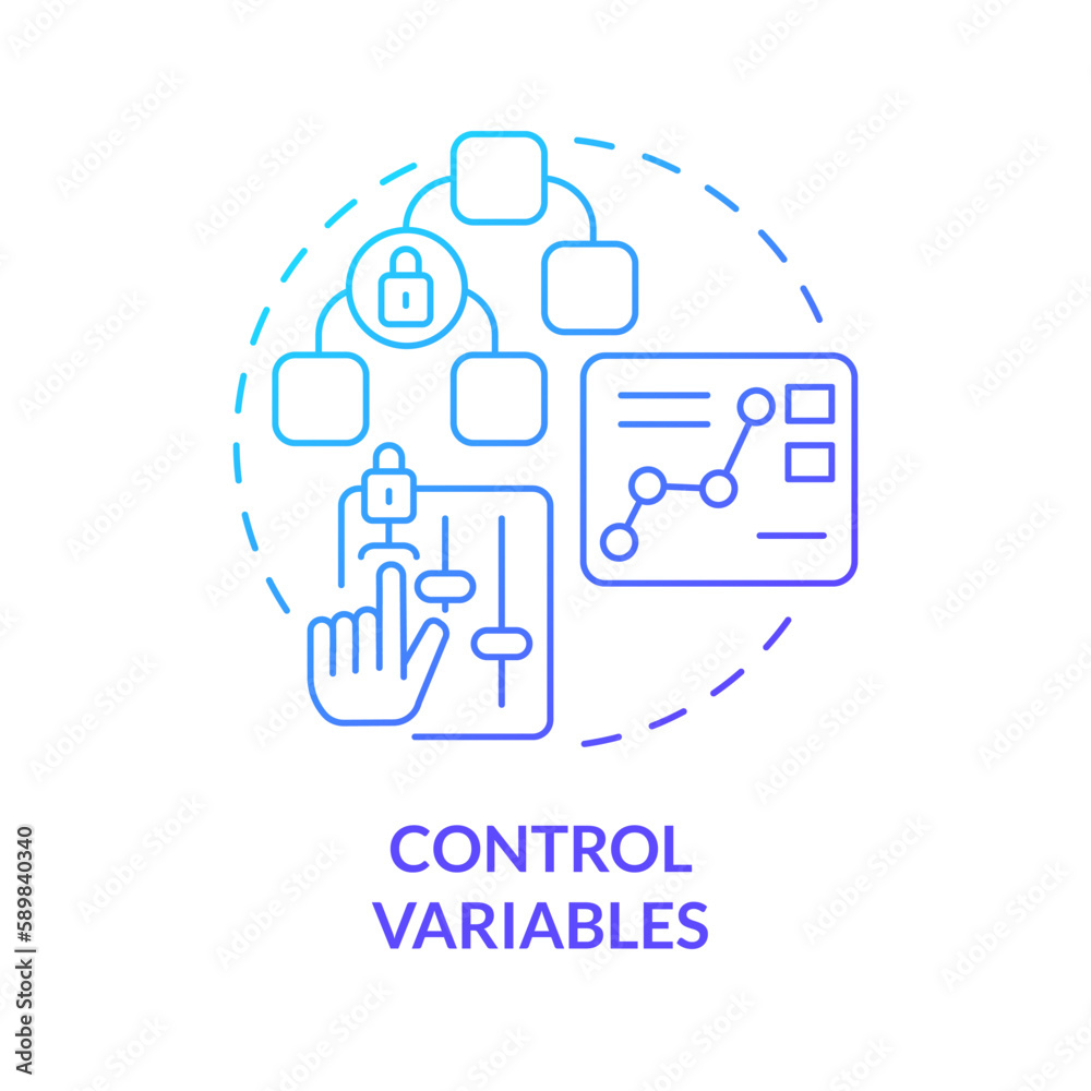 Control variables blue gradient concept icon. Business tests. Causal ...