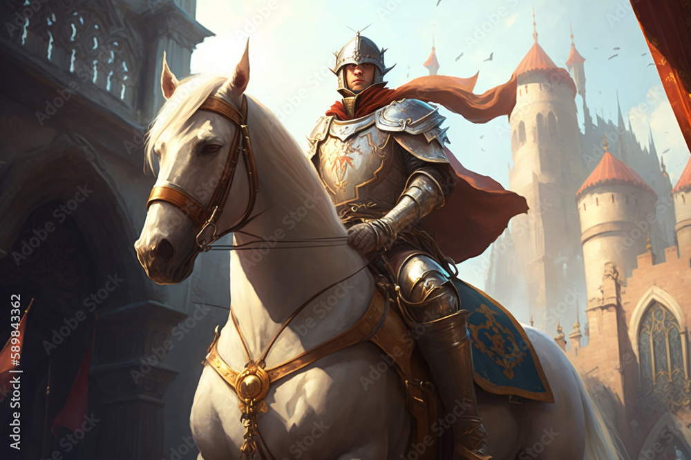 Medieval Fantasy | Noble paladin riding on horseback through a ...