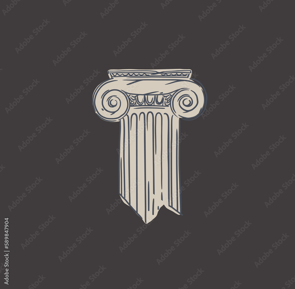 Hand drawn vector abstract outline,graphic,line greek ancient sculpture ...