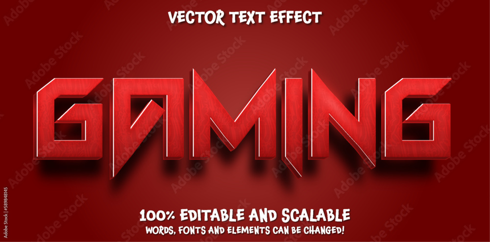 Gaming 3D text effect. Editable text style effect with red light theme ...